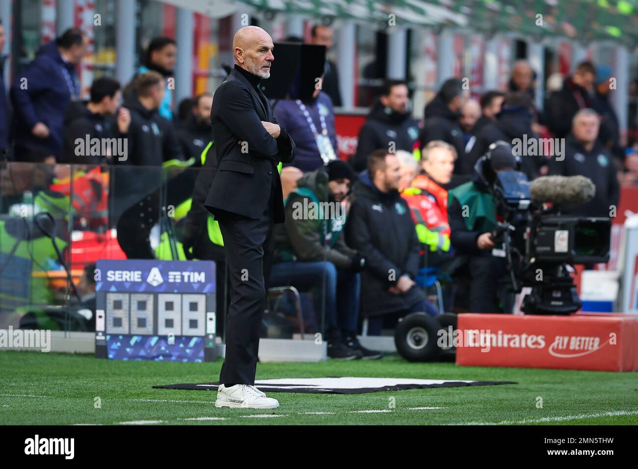 Stefano Pioli Head Coach of AC Milan looks on during Serie A 2022/23 ...