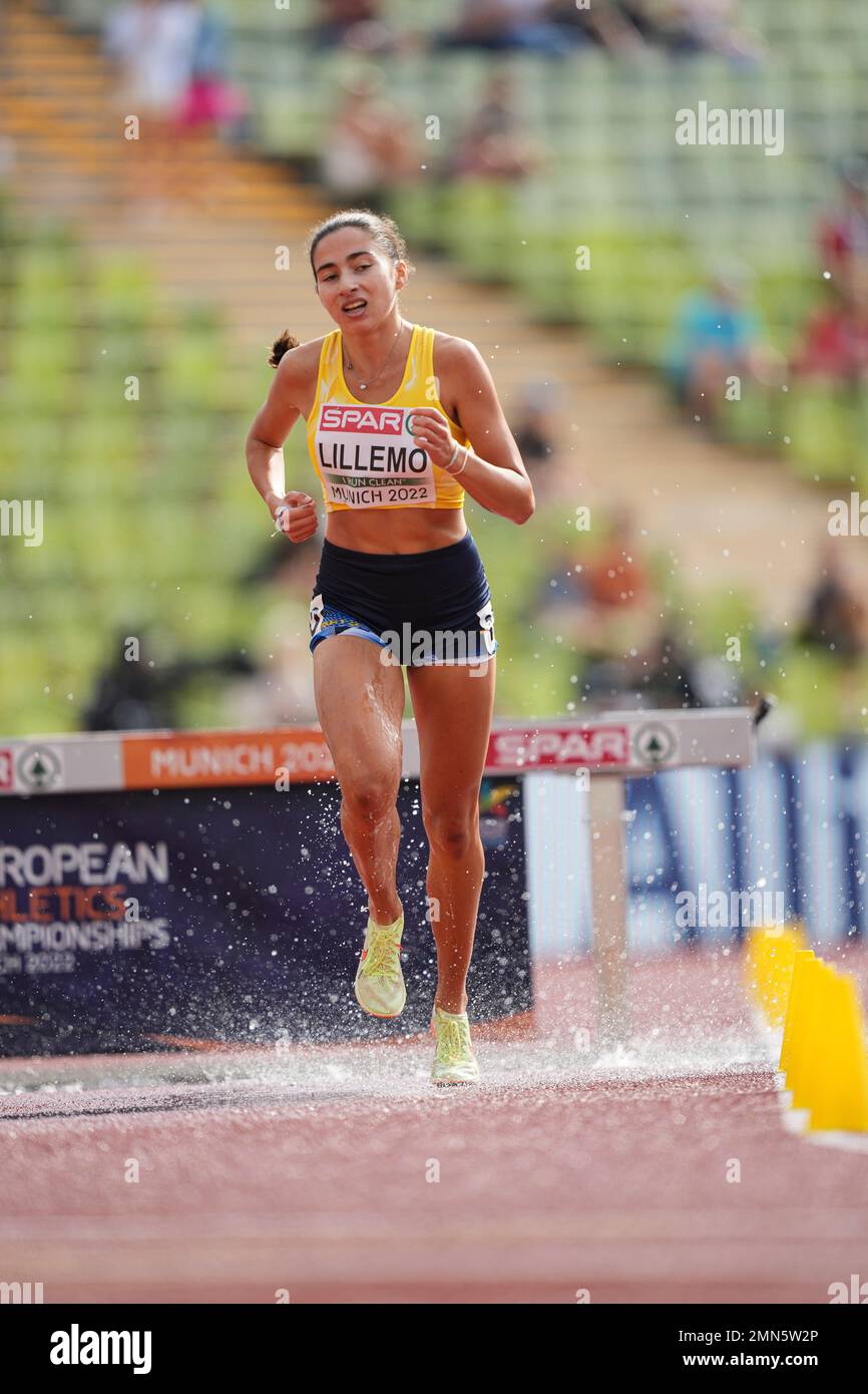 Emilia LILLEMO participating in the 3000m steeplechase of the European Athletics Championships ...