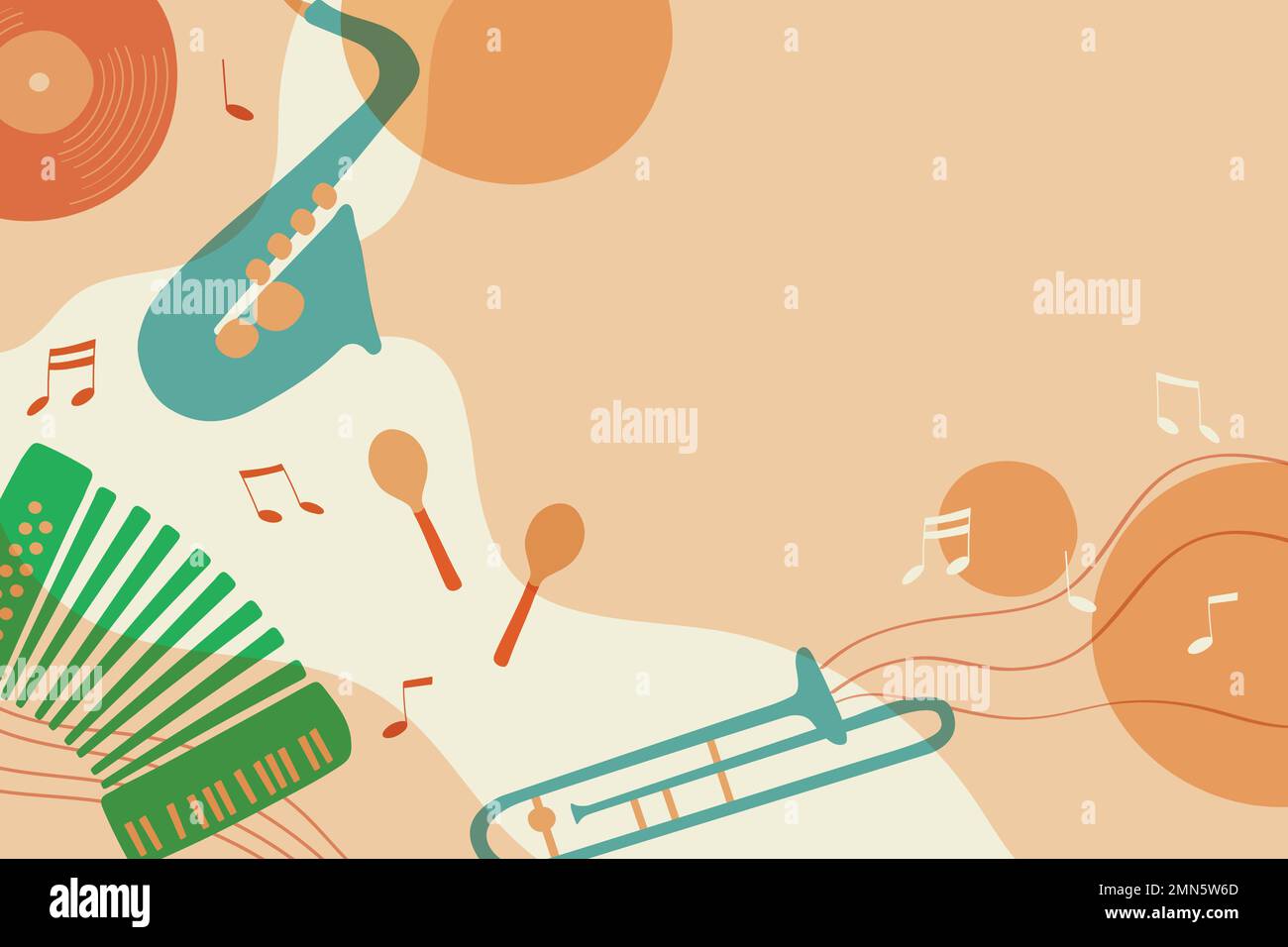 Orange aesthetic background, musical instrument frame in retro design ...