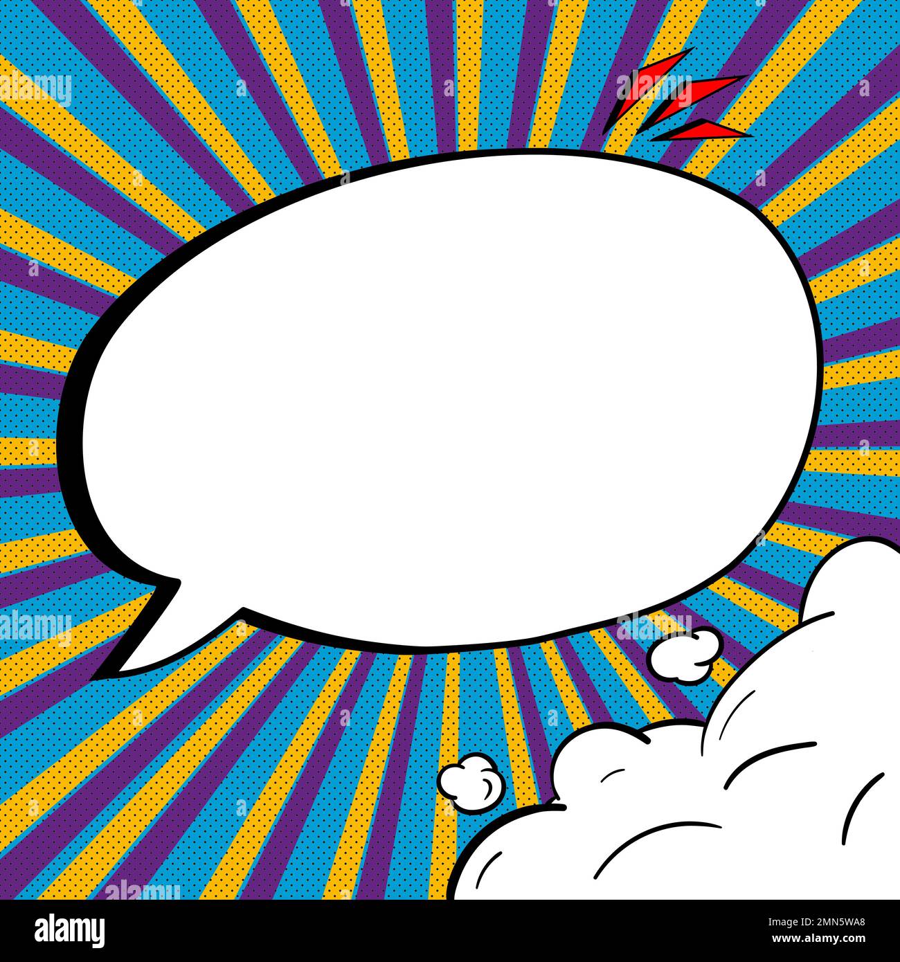 Comic Blank Speech Bubble With Copy Space Over Color Background Design ...