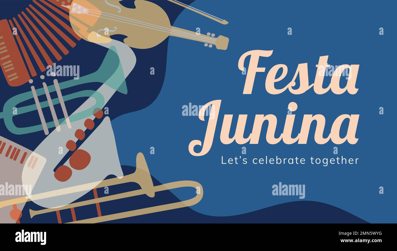 Latin music festival banner template, retro instrument design vector ...