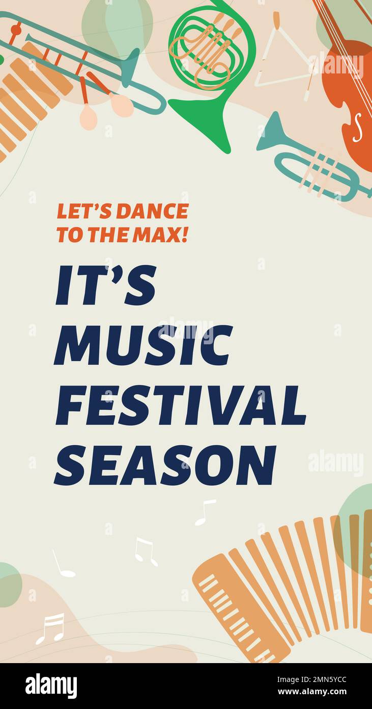 Music festival Instagram story template, ad with retro instrument ...