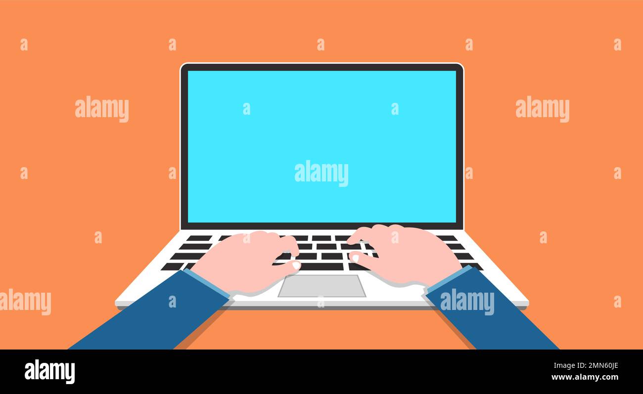 Typing Working On Laptop Vector Illustration Background Stock Vector ...