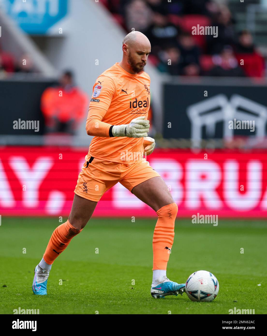 West Bromwich Albion goalkeeper David Button in action during the ...