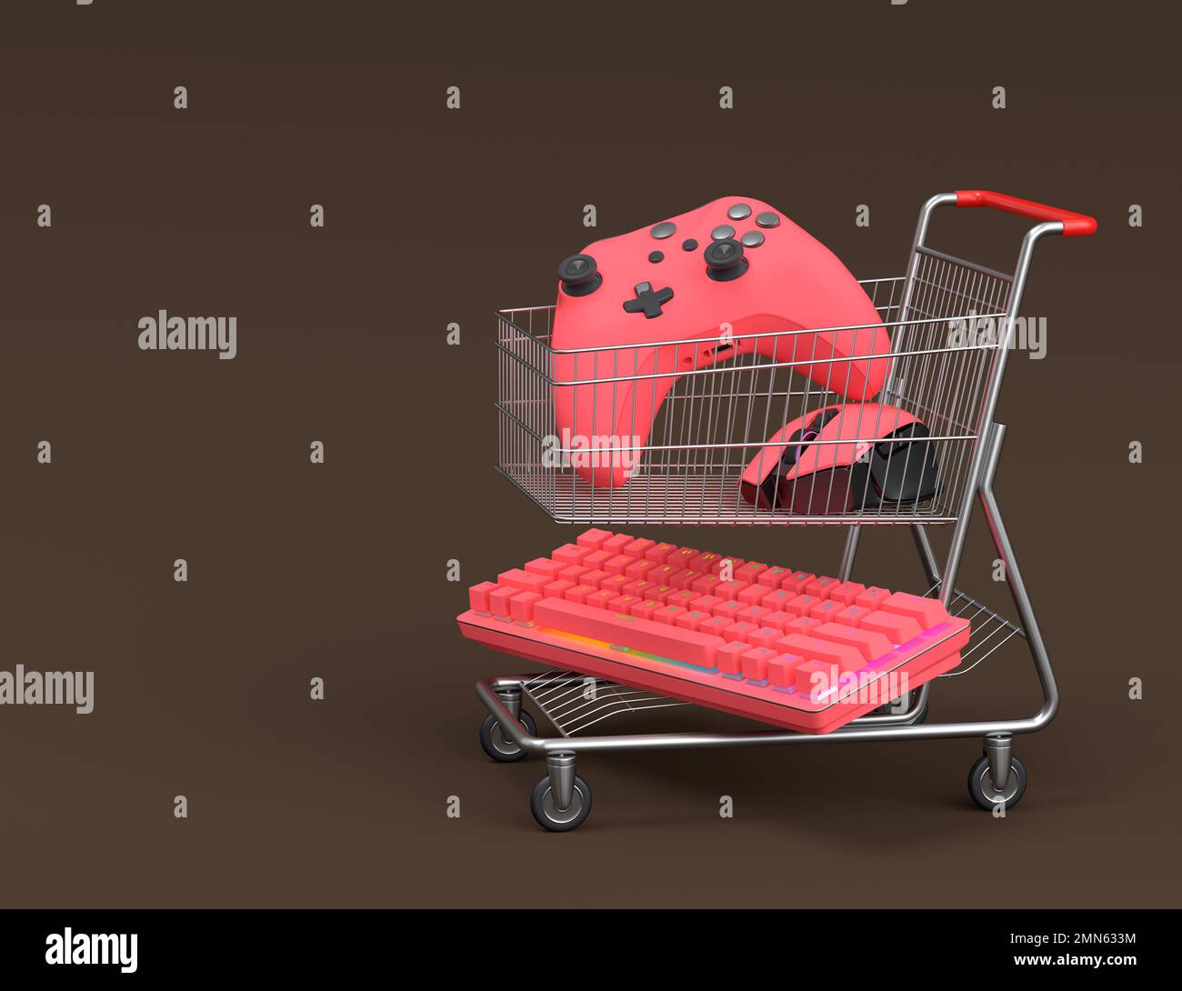 Gamer workspace and gear like mouse, keyboard, joystick, headset in ...