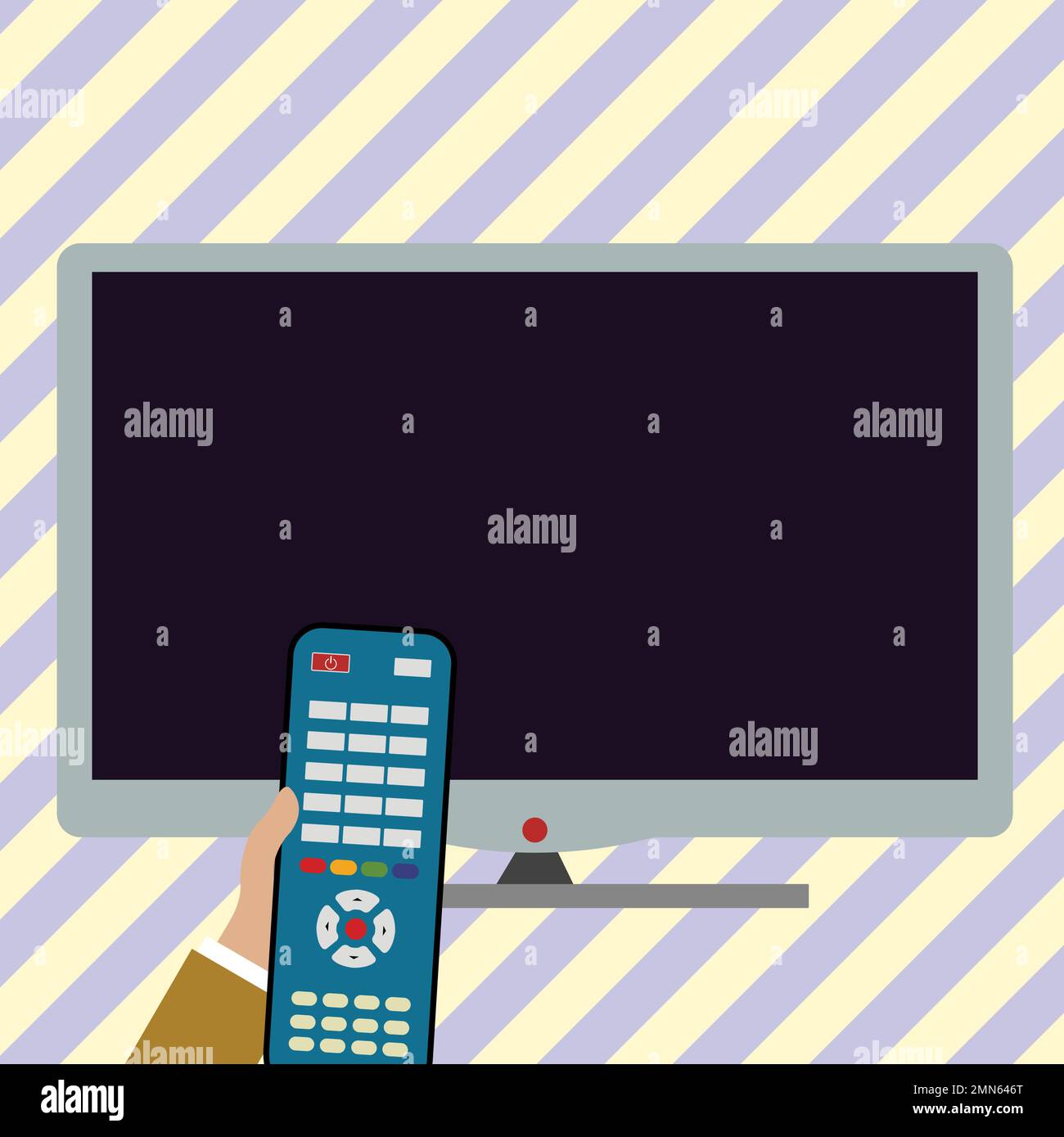 Illustration with TV and hand holding remote control. Important ...