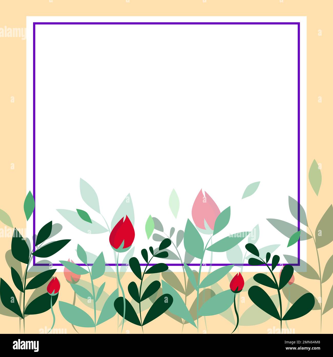Text Frame Surrounded With Assorted Flowers Hearts And Leaves ...