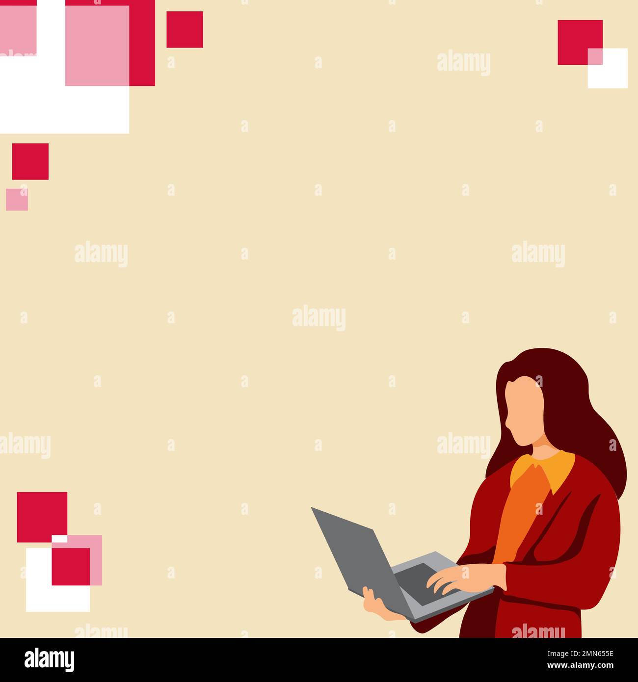 Businesswoman standing on the bright colored background. Woman holding ...