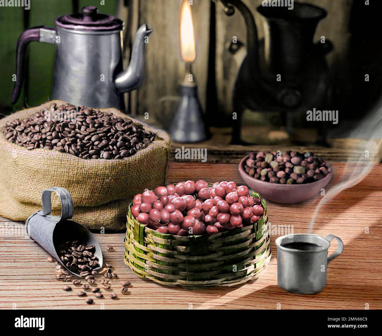 Breakfast in a humble rustic house in the Brazilian hinterland. This ...