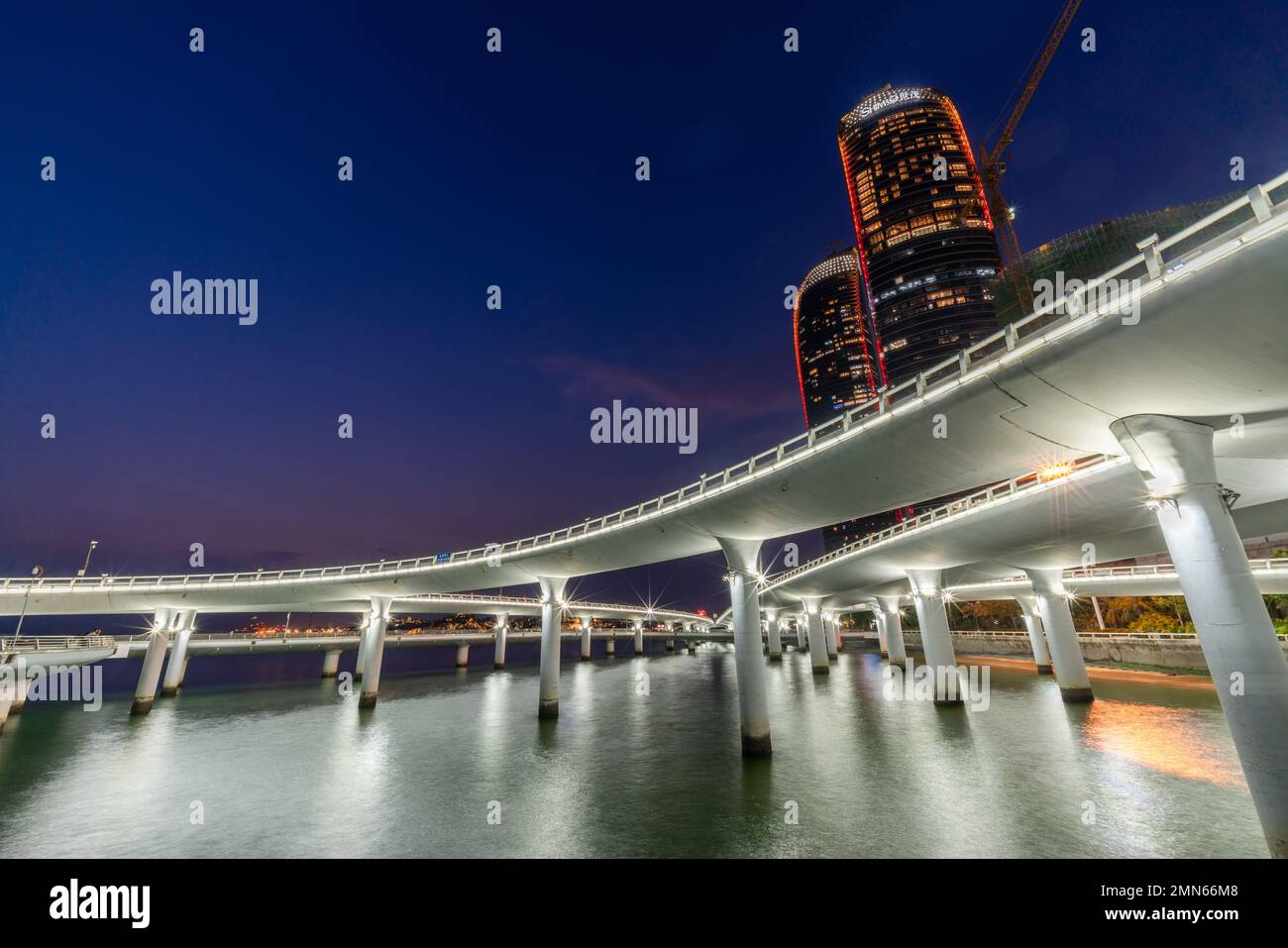 Xiamen shimao channel building at night Stock Photo - Alamy