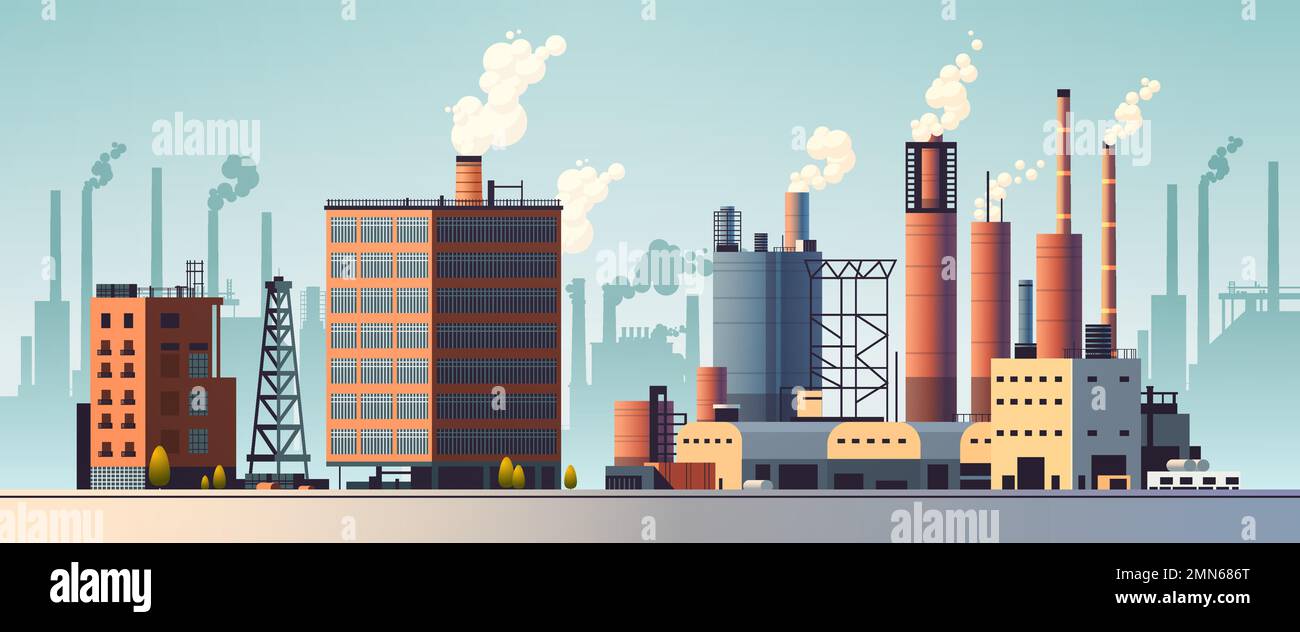 energy generation plant with chimneys electricity production industrial ...