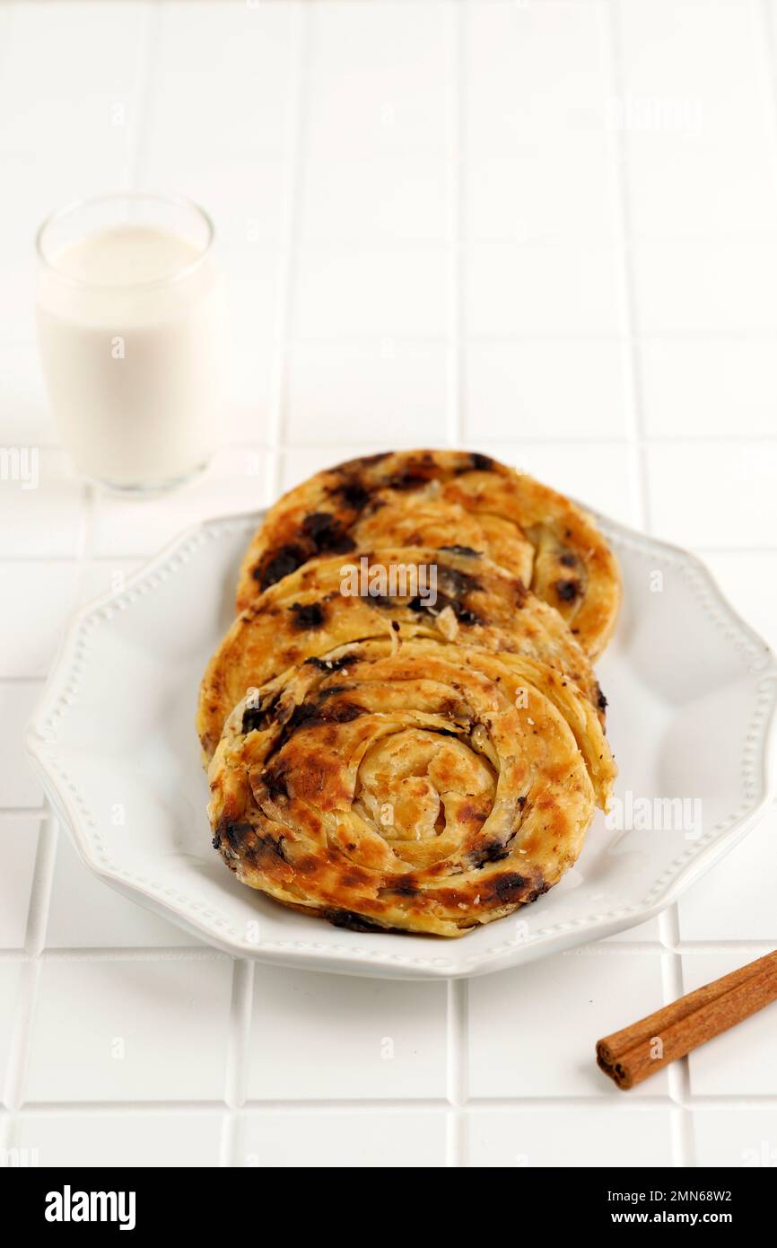 Roti Maryam or Canai Cokelat, Flat Bread with Chocolate Chips Inside ...