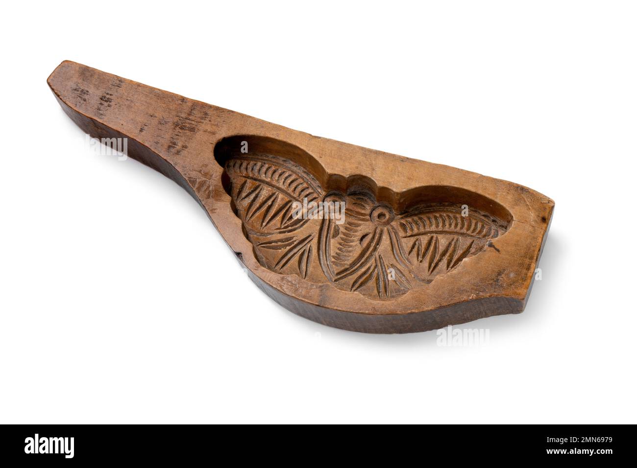 Antique Chinese wooden handcarved cake mold isolated on white ...