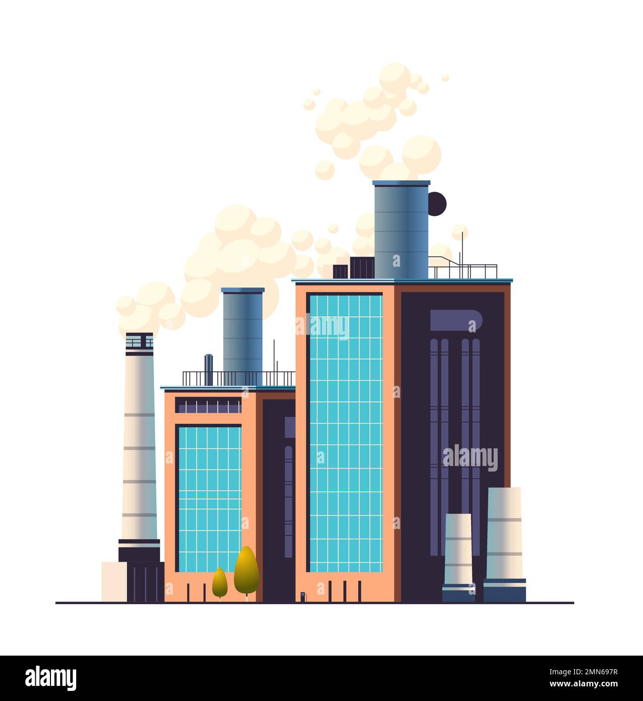 energy generation plant with chimneys electricity production industrial ...