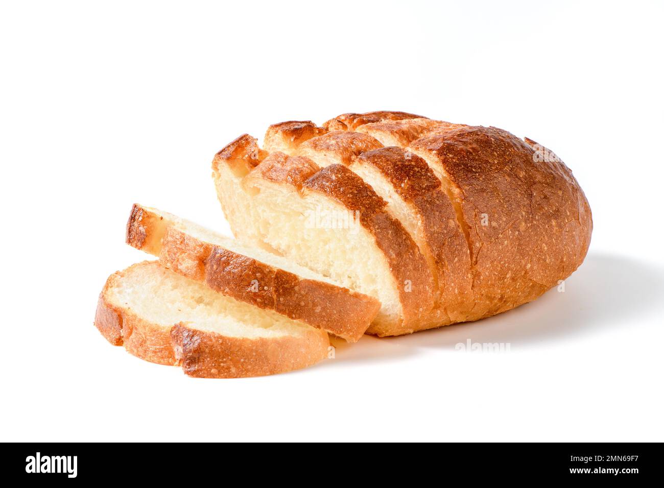 Sliced of fresh homemade french breads isolated on white background ...