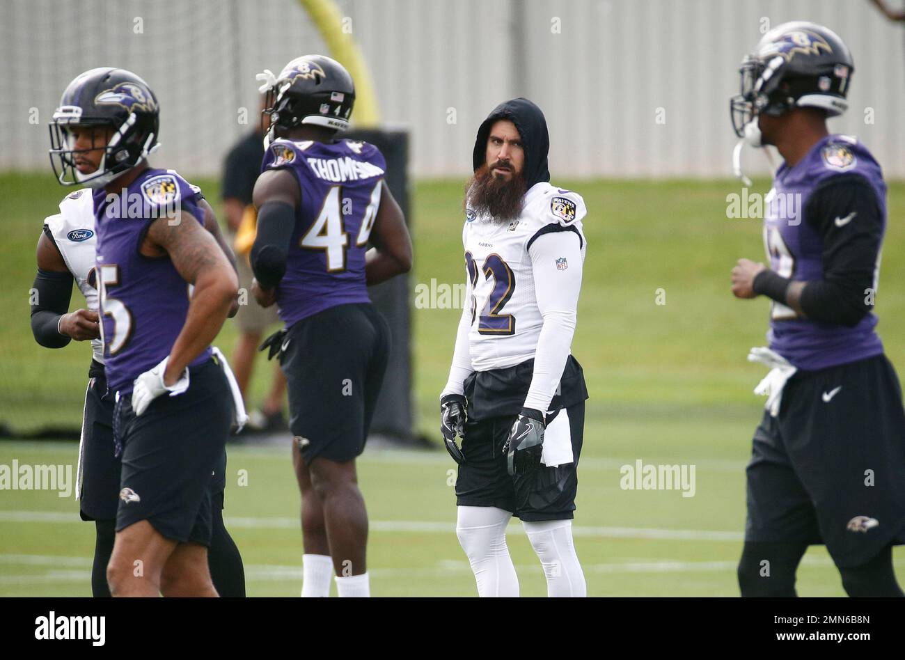 Baltimore Ravens safety Eric Weddle (32) stands on the field at the ...