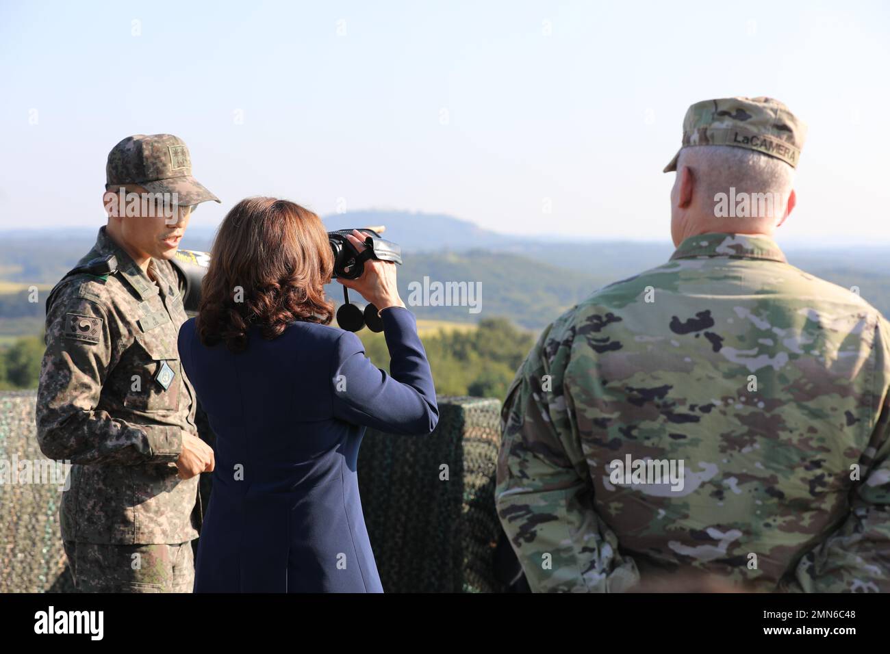 U.S. Vice President Kamala Harris, R.O.K. Lt. Col. Lee, and U.S. Gen ...
