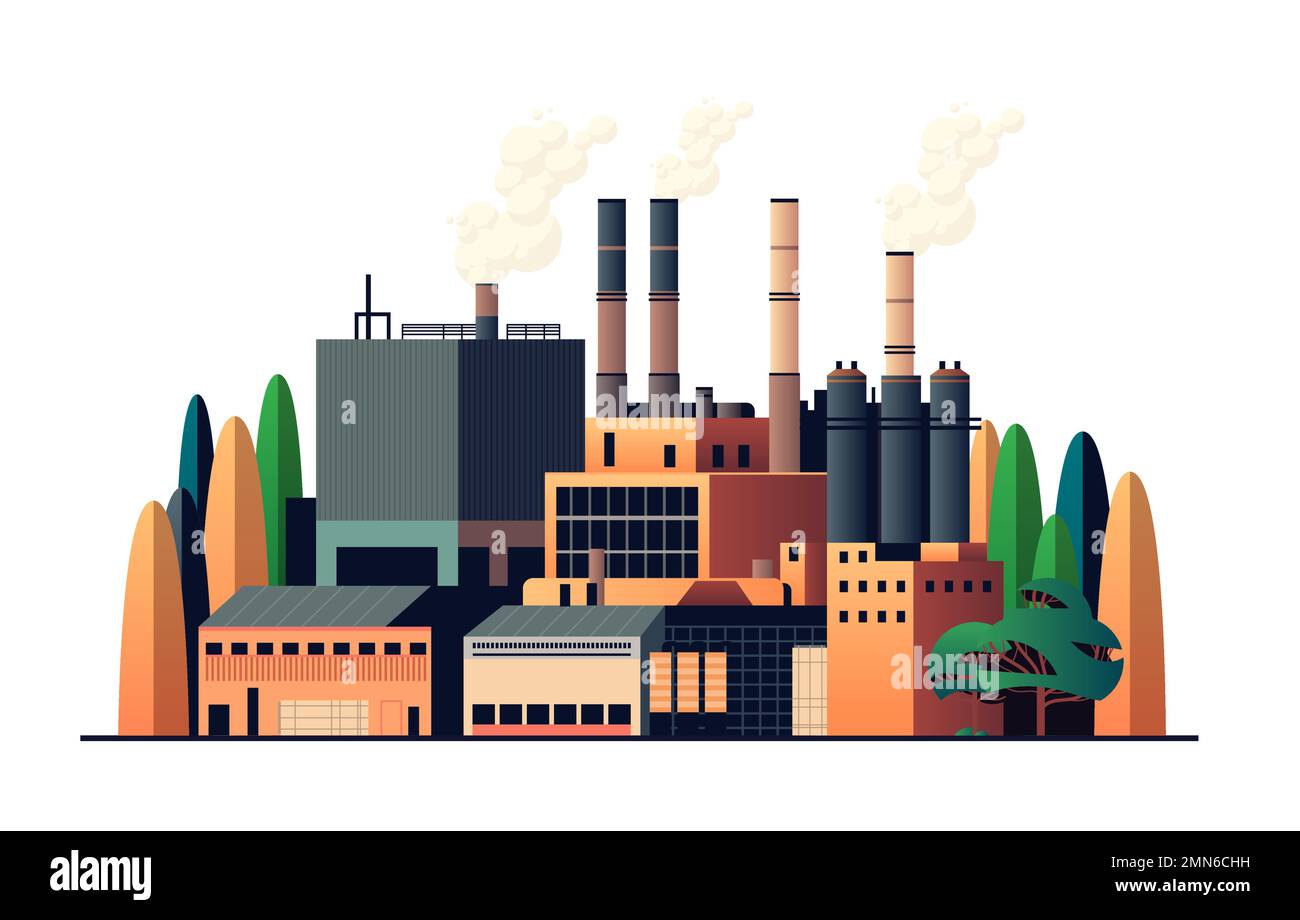 energy generation plant with chimneys electricity production industrial ...