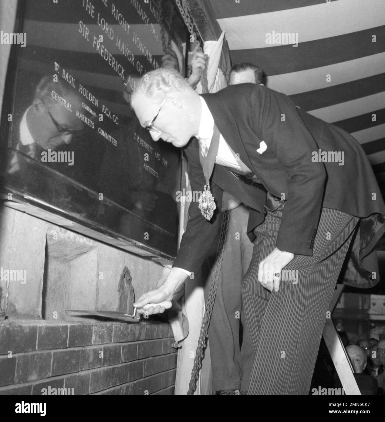 Sir Frederick Alfred Hoare, Lord Mayor of London, lays a foundation ...