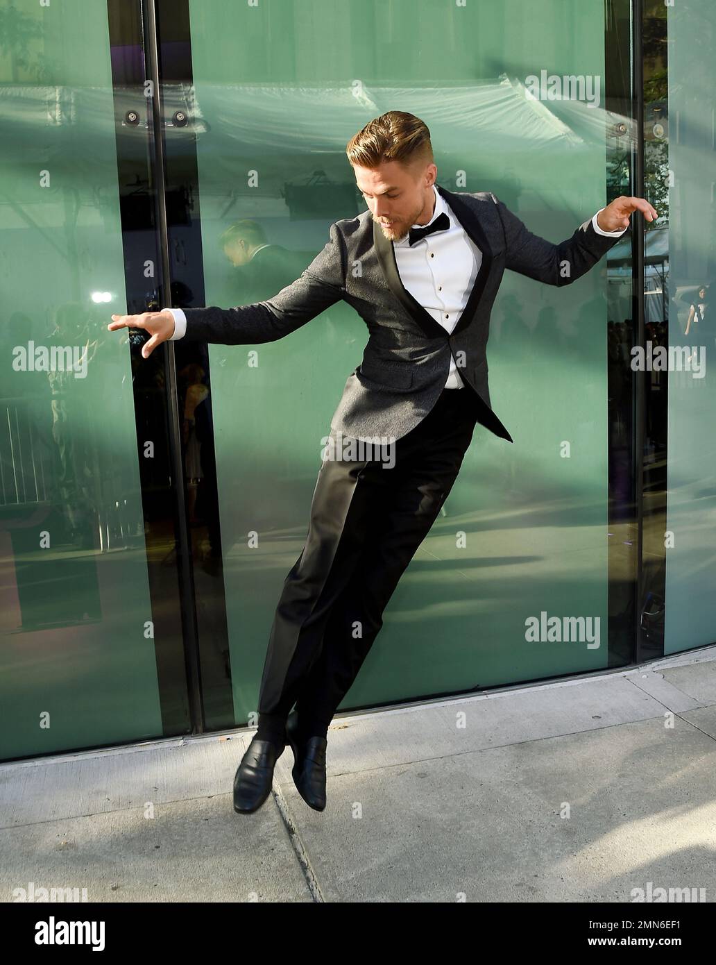 Dancer Derek Hough shows off a dance move at the Fragrance Foundation ...