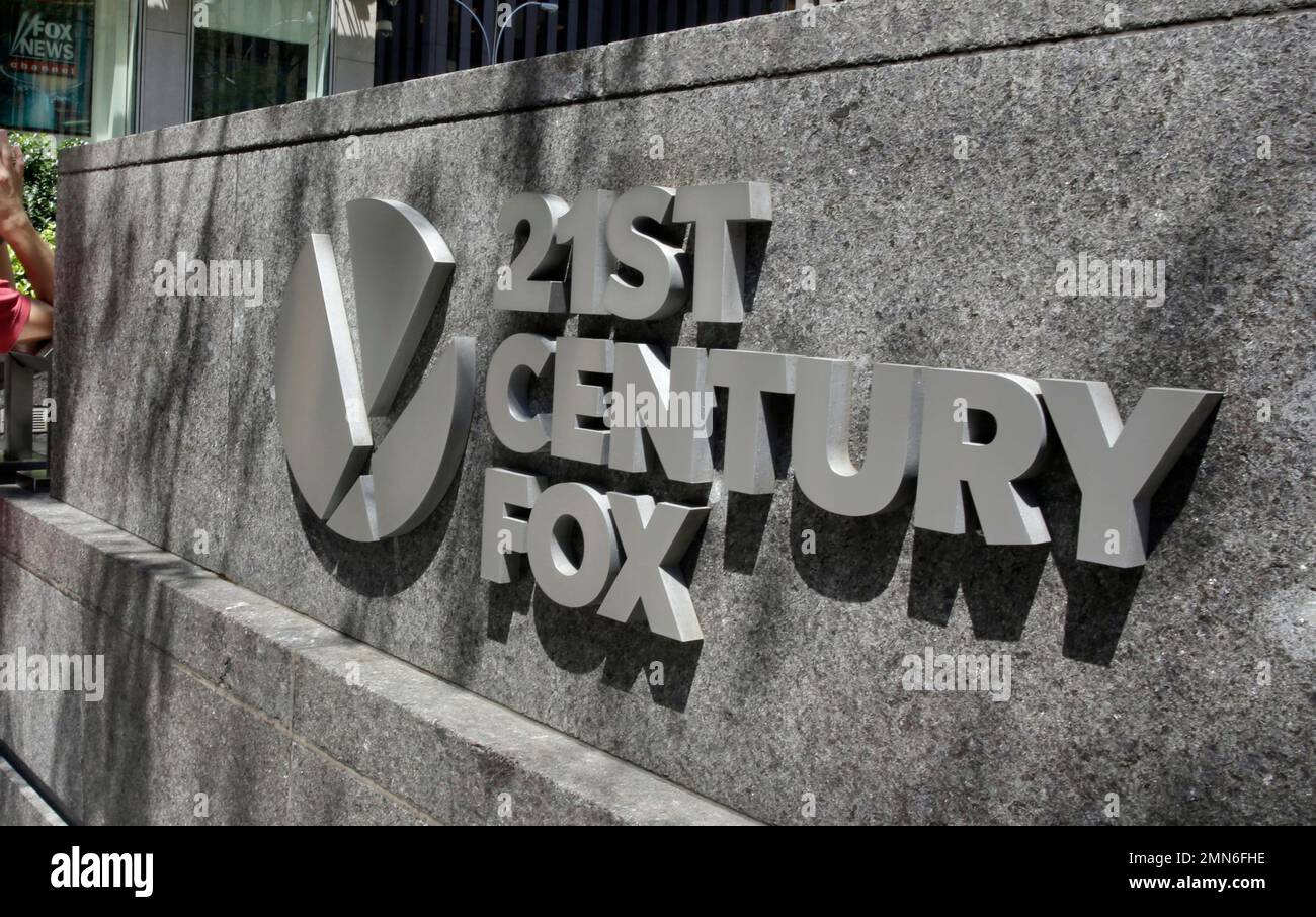FILE - This Aug. 1, 2017, file photo shows the 21st Century Fox sign ...