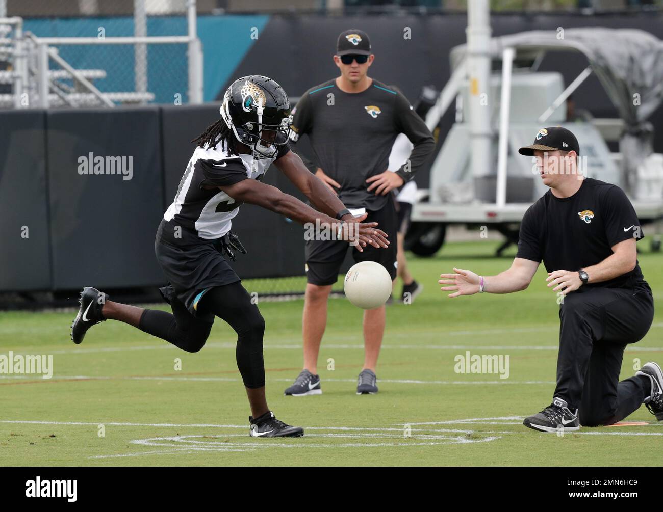 Jacksonville Jaguars cornerback Tre Herndon performs a drill during an ...