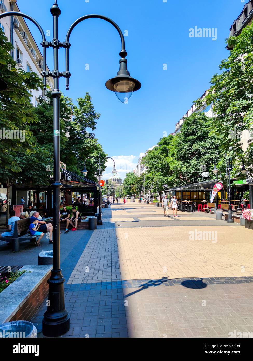 SOFIA, BULGARIA - JULY 11, 2021: Amazing Panoramic view of center of ...