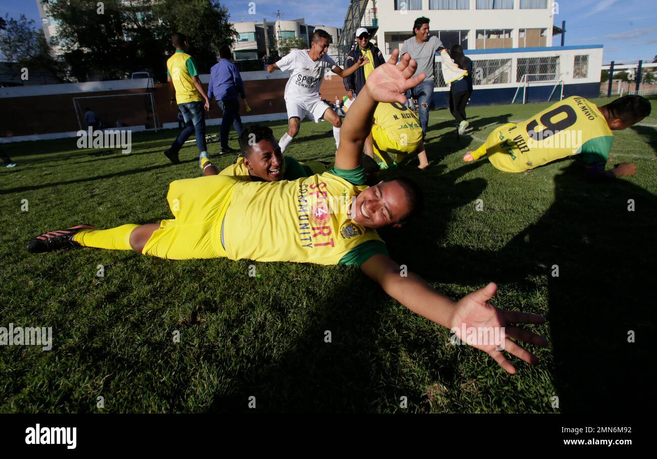 In this June 9, 2018 photo, Juan Moran, of El Empalme team, celebrates ...