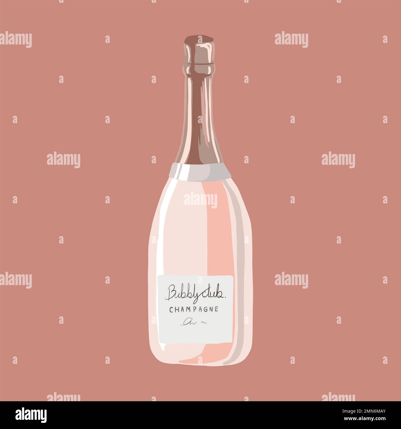 Champagne bottle clipart, pink alcoholic drinks illustration vector ...