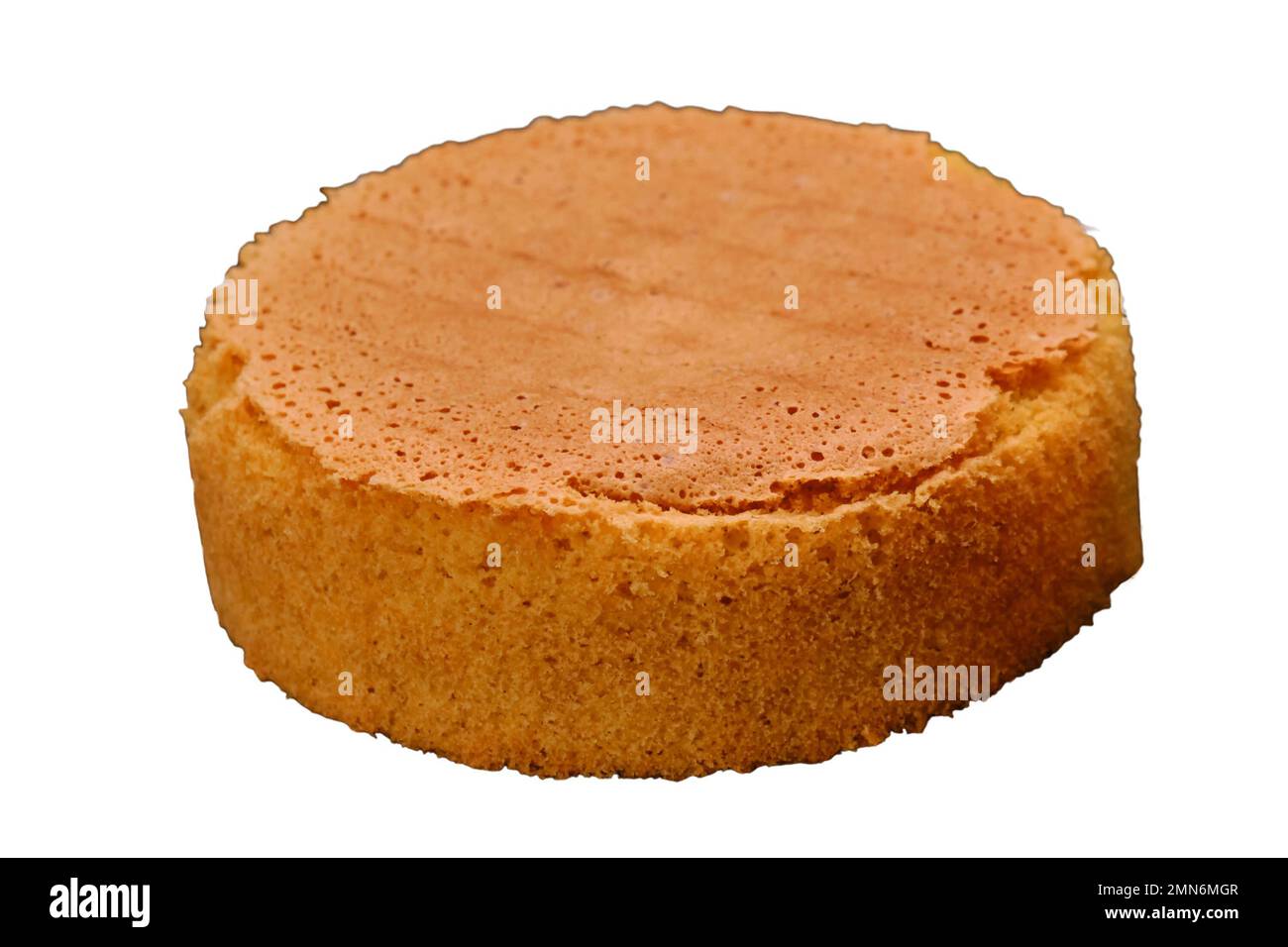 Fresh baked cake biscuit on a metal rack, side view, isolated on a ...