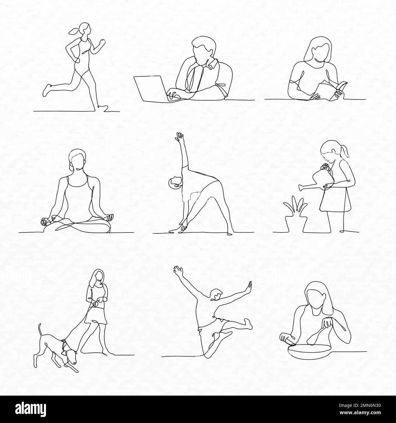 People line art, happy lifestyle monoline drawing, simple illustration ...