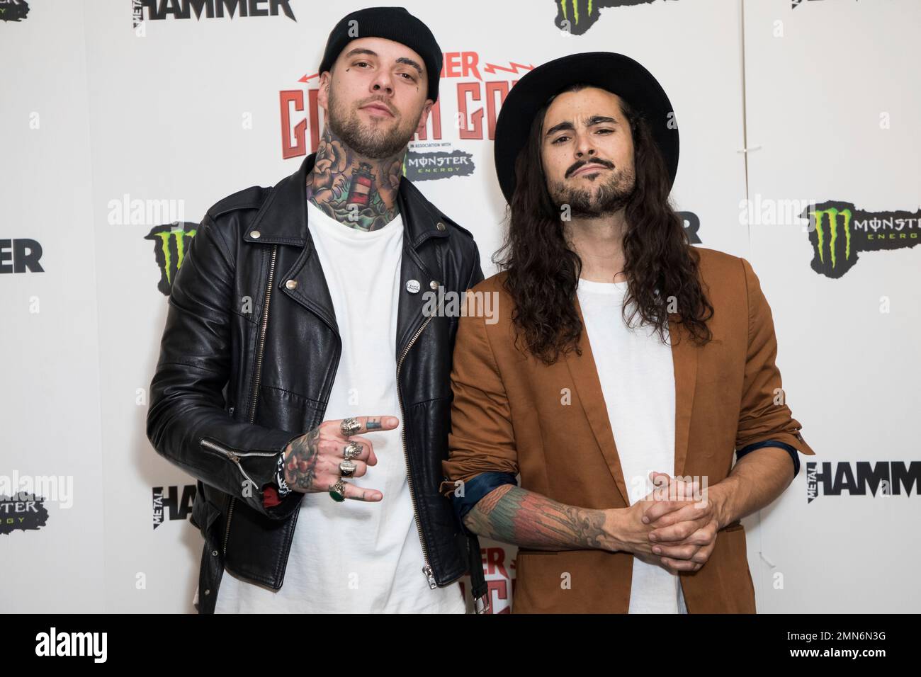 Aaron Matts, left, and Victor Guillet of Betraying The Martyrs pose for ...