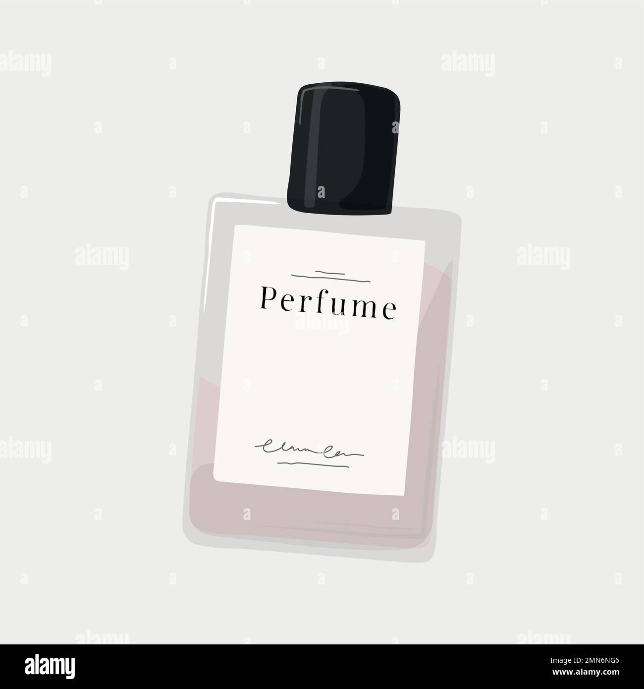 Perfume bottle sticker, beauty product in feminine design vector Stock ...