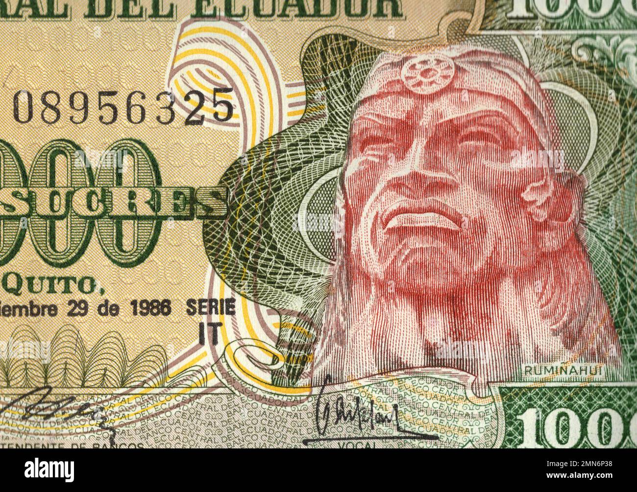 Detail of a vintage banknote from Ecuador Stock Photo - Alamy