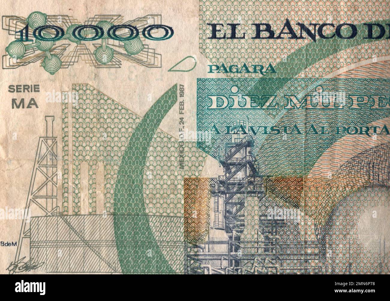 Detail of a vintage banknote from Mexico Stock Photo - Alamy