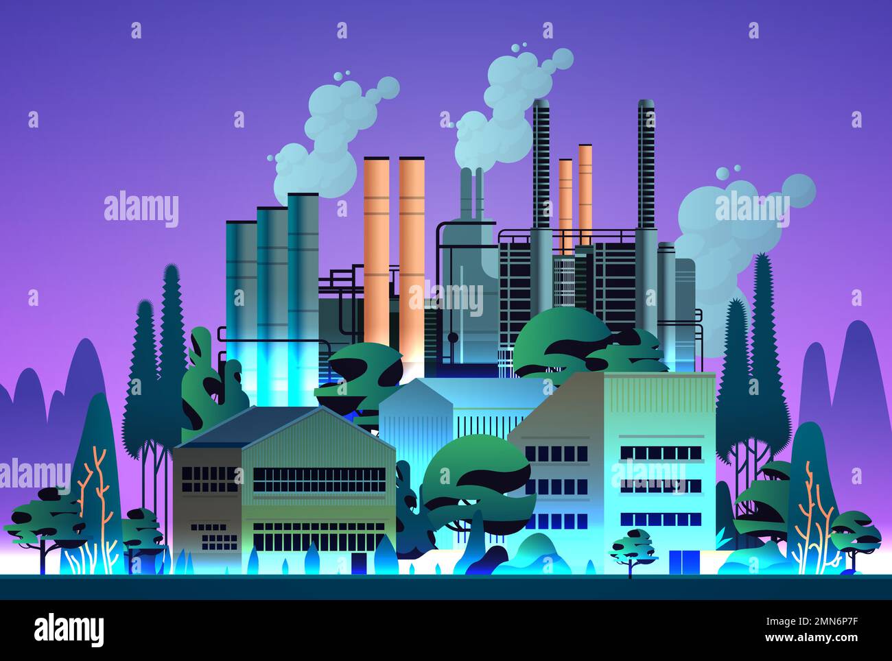 energy generation plant with chimneys electricity production industrial ...