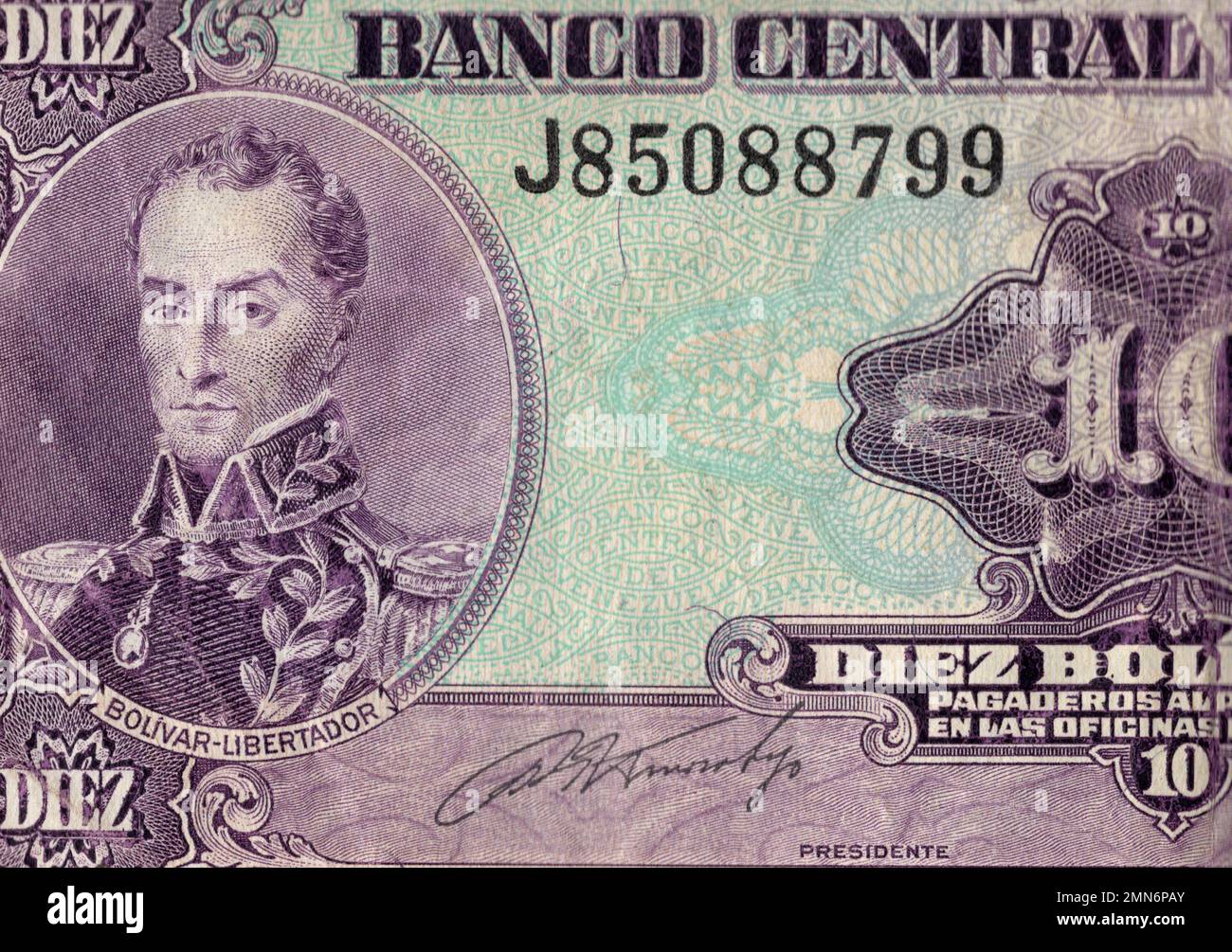 Detail of a vintage banknote from Venezuela Stock Photo - Alamy