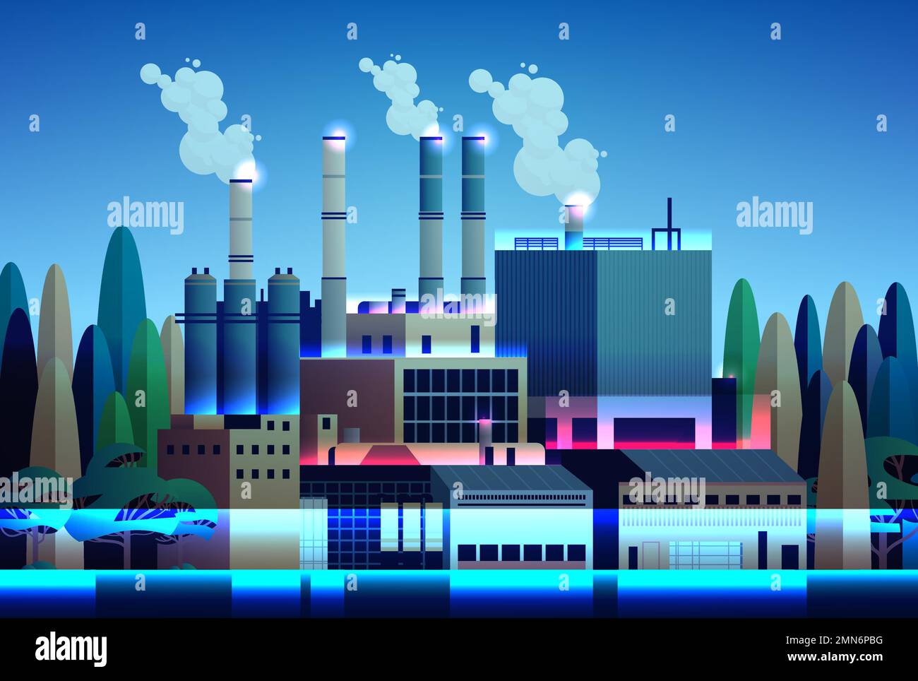energy generation plant with chimneys electricity production industrial ...