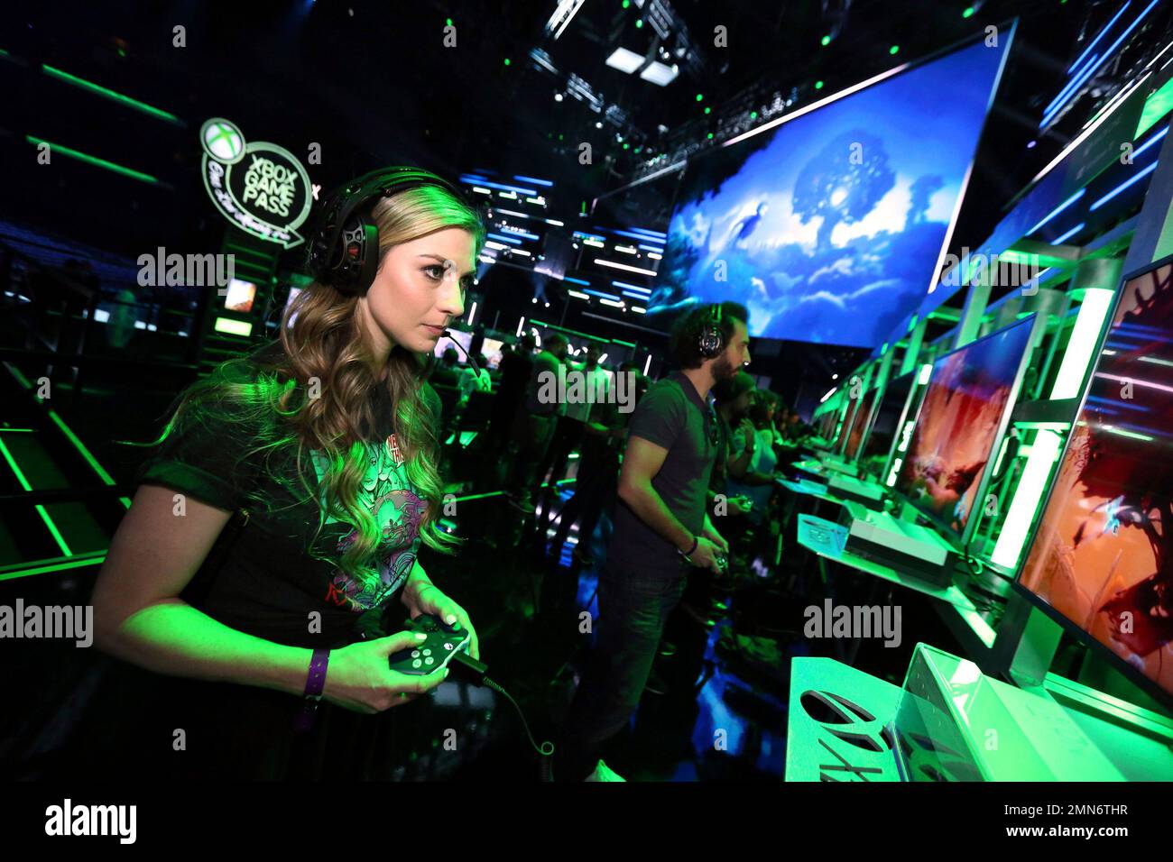 IMAGE DISTRIBUTED FOR MICROSOFT - A gamer plays "Ori and the Will of the Wisps" at Xbox E3 2018 ...