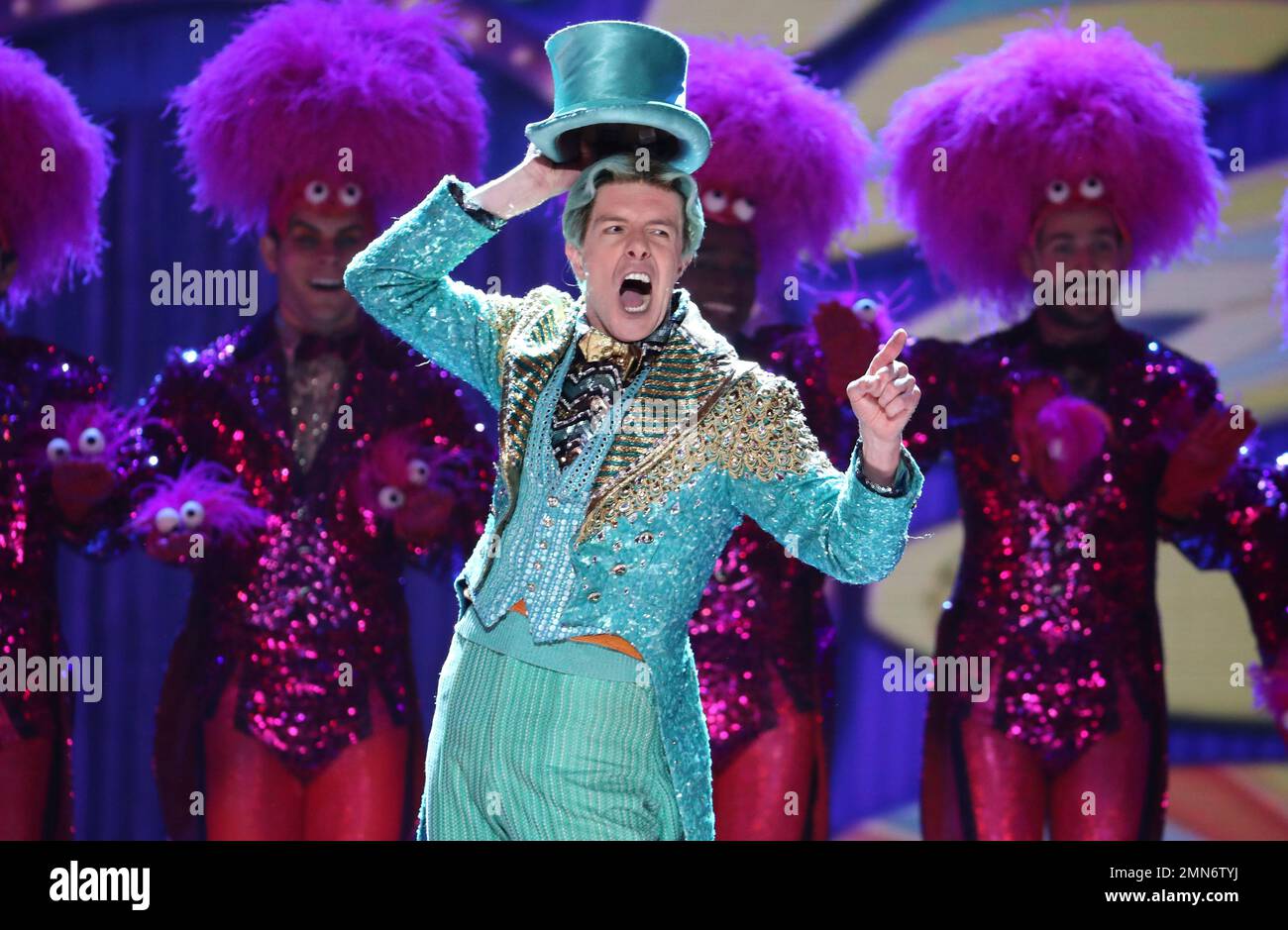 Gavin Lee, of "SpongeBob SquarePants:The Musical" performs at the 72nd annual Tony Awards at ...
