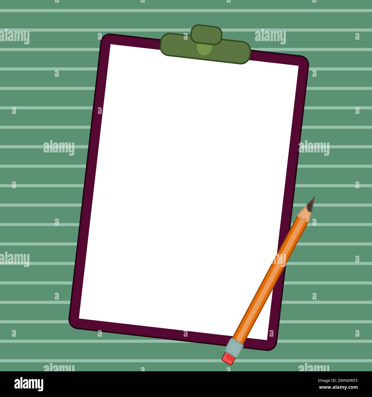 Paper sheets with text laying on bright colored background. Pencil ...