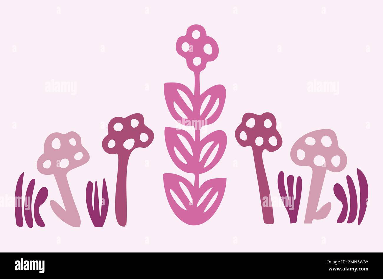 Quirky vector botanical plant set. Whimsical collection of flower ...