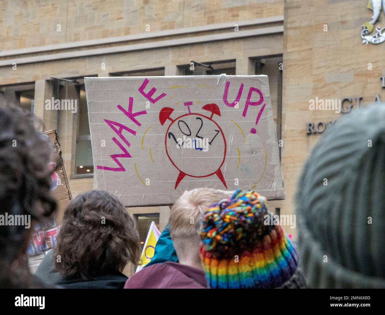 Glasgow, Scotland, UK. January 21st, 2023: A crowd at a Pro-Trans rally ...