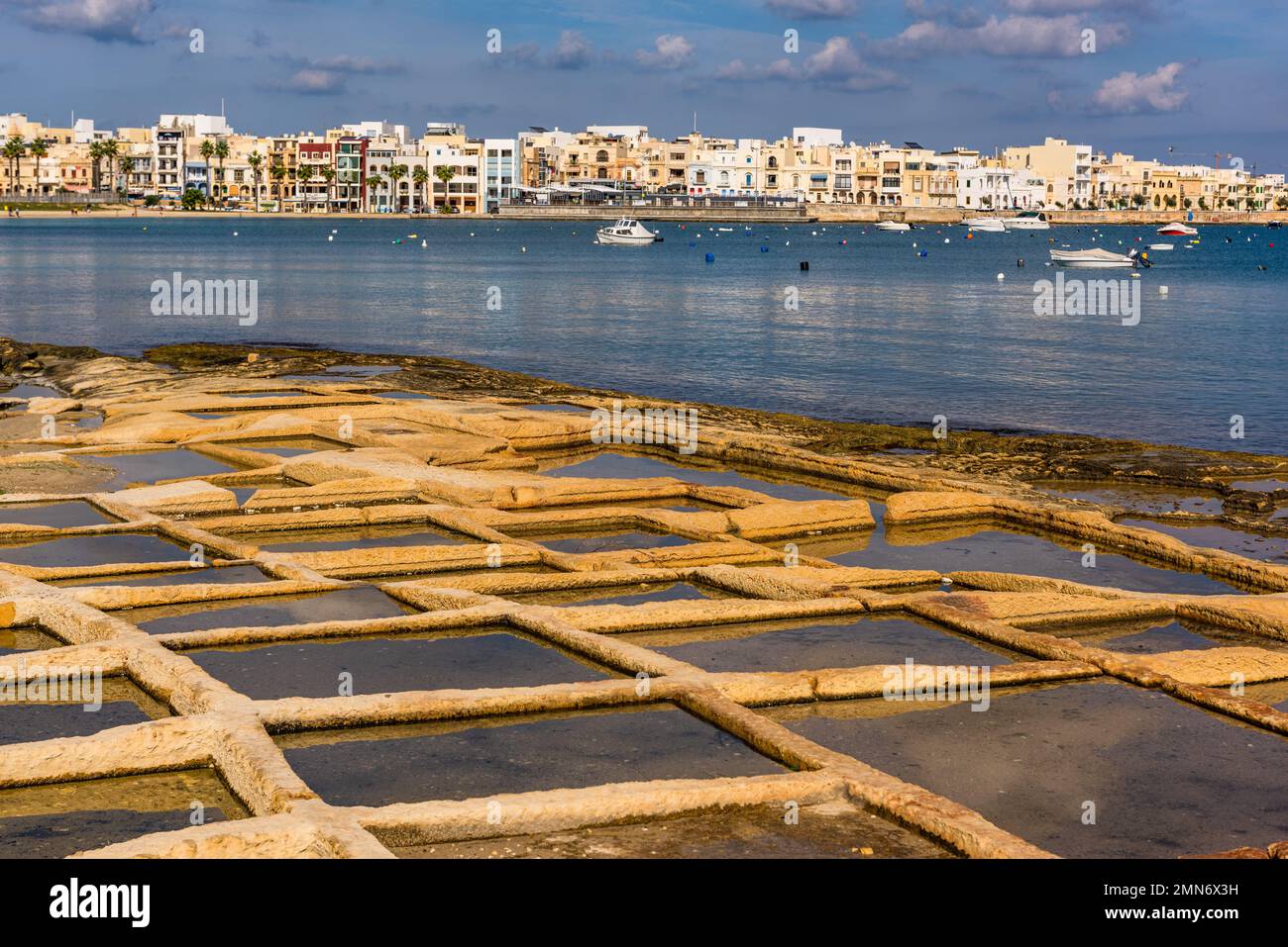 Salt pans on the beach in Marsaskala , Malta Stock Photo - Alamy