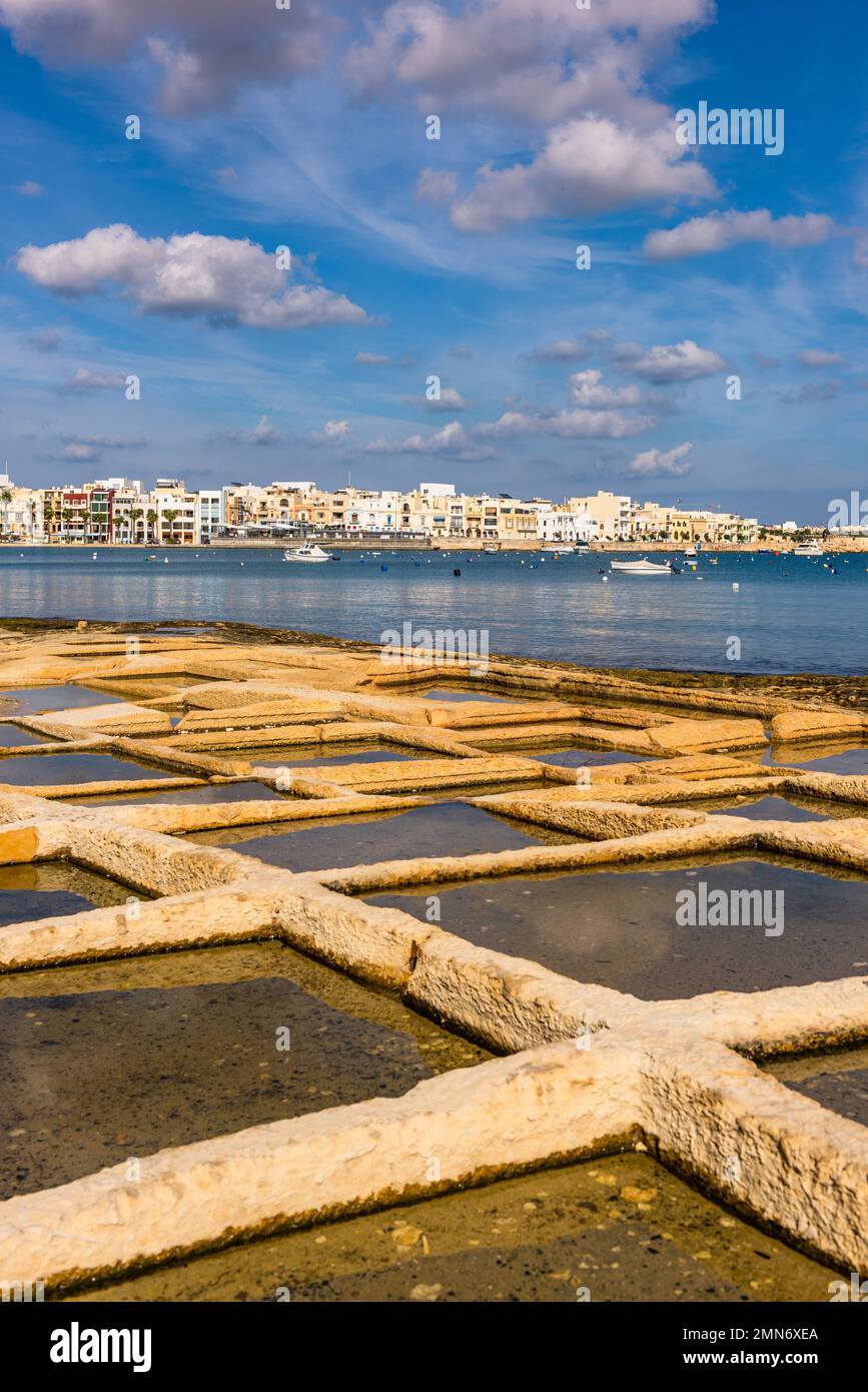 Salt pans on the beach in Marsaskala , Malta Stock Photo - Alamy