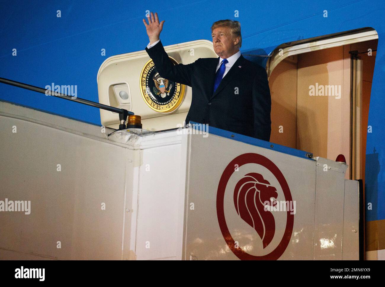 President Donald Trump arrives at Paya Lebar Air Base for a summit with ...