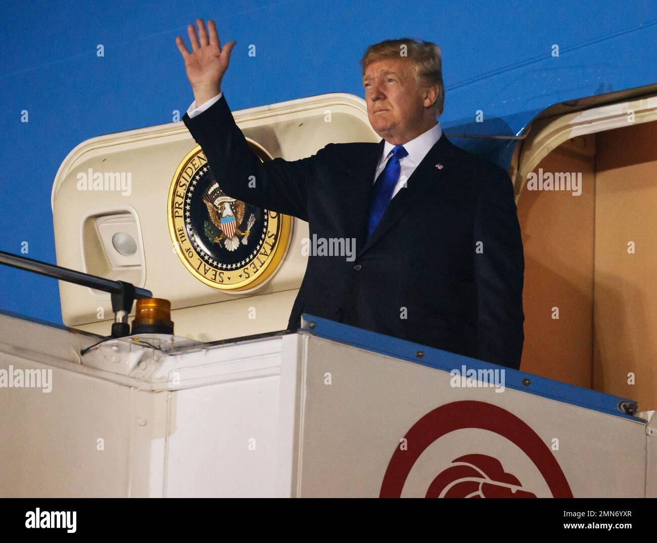 President Donald Trump arrives at Paya Lebar Air Base for a summit with ...