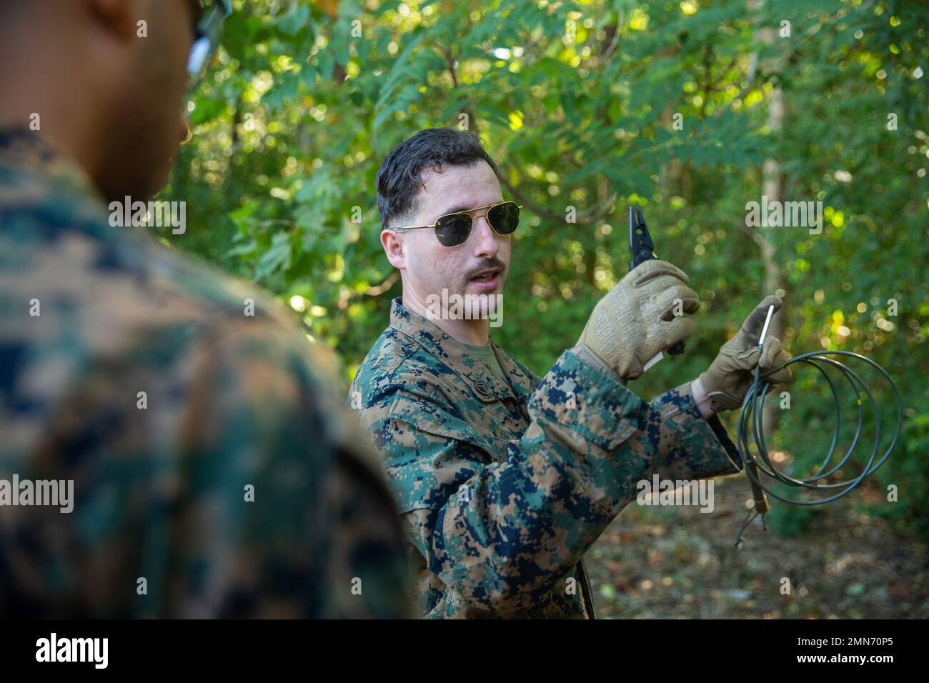 A U.S. Marine Corps Explosive Ordnance Disposal technician with Weapons ...
