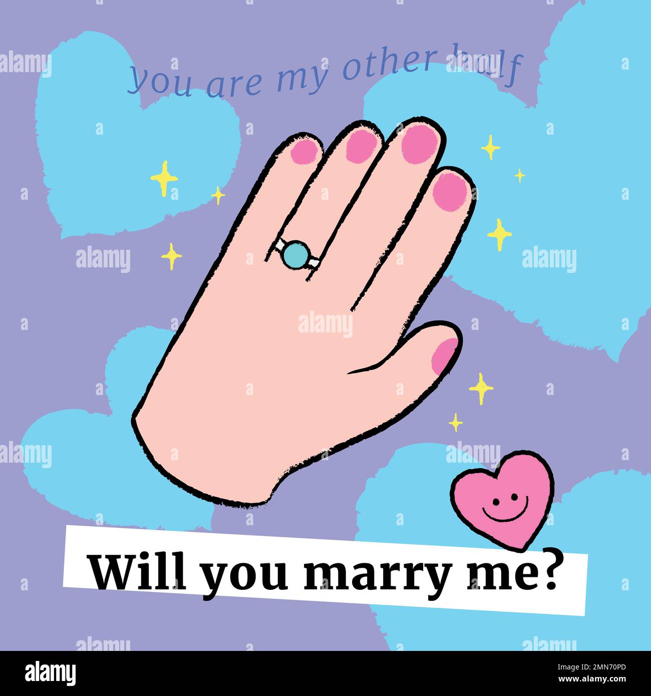 Cute doodle engagement proposal template, will you marry me? for ...