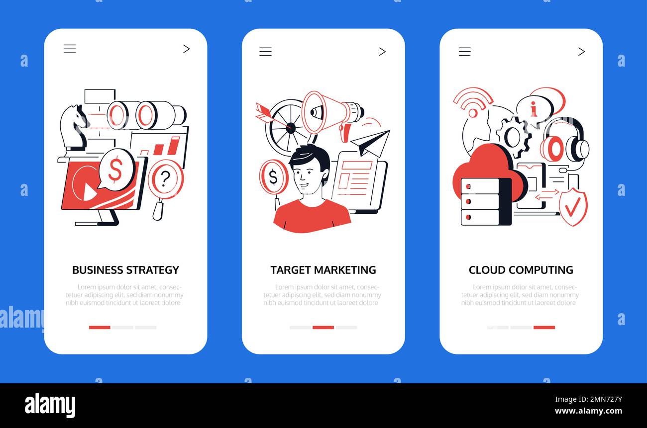 Business strategy and target - line design style banners set Stock ...